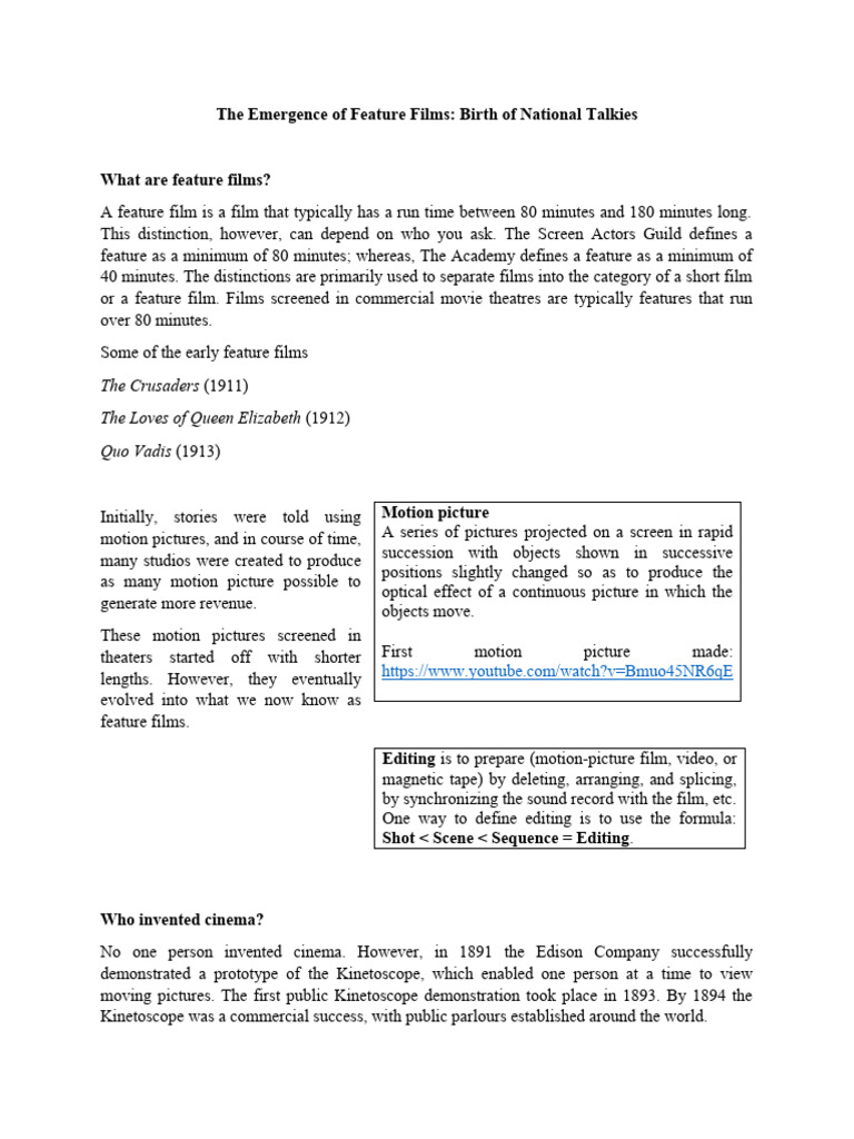 The Emergence of Feature Films | PDF | Media Formats | Video