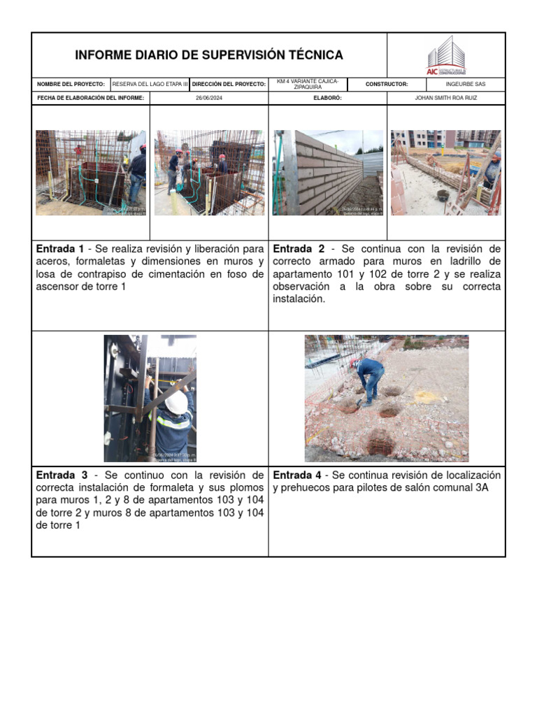 Informe Diario de Supervisión Técnica | PDF