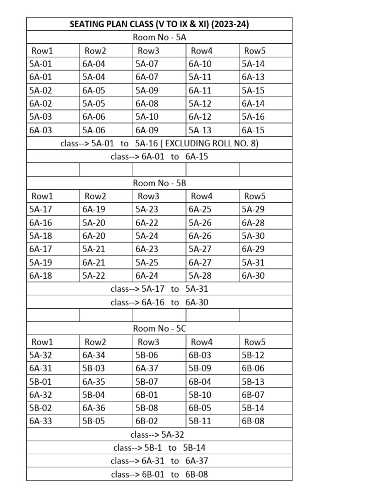 Final Seating Plan 2023-24 | PDF