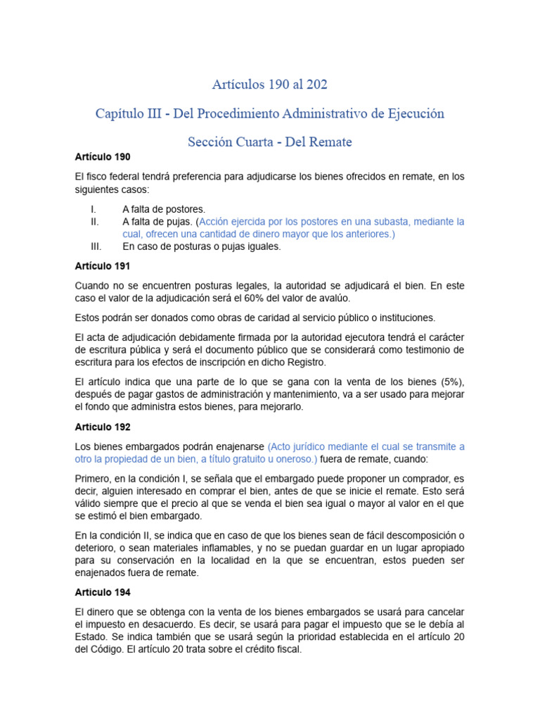 Art.190 Al 202 | PDF | Subasta | Impuestos