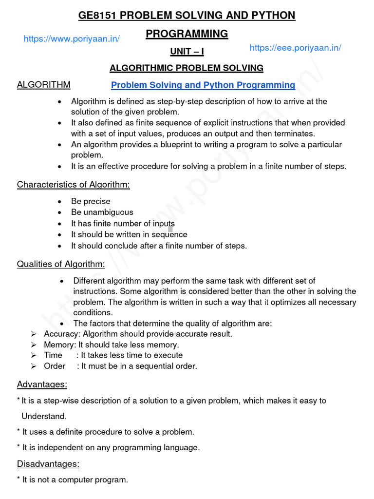 Unit I Part B | PDF | Programming Language | Algorithms