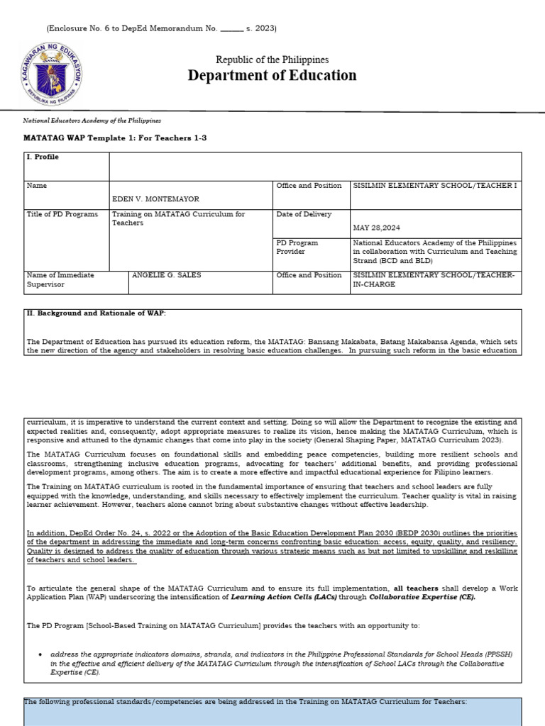 Final - MATATAG-WAP-Template-1 - For-Teachers - EDEN V. MONTEMAYOR ...