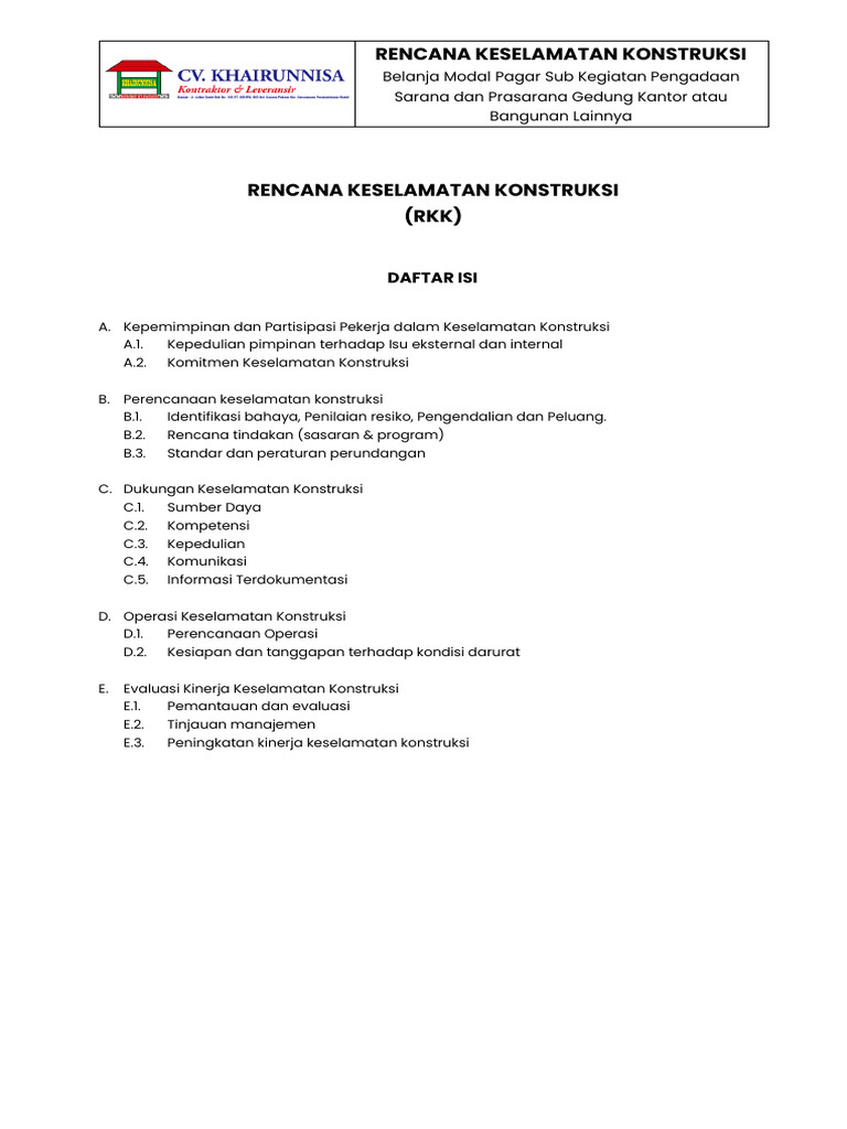 Rencana Keselamatan Konstruksi (RKK) Pagar | PDF