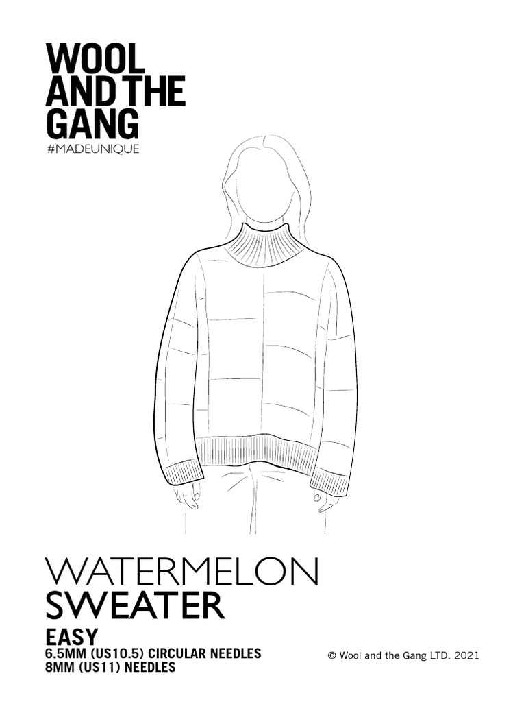 Watermelon Sweater Pattern WAMSWE 01 ENG | PDF | Knitting | Basic ...