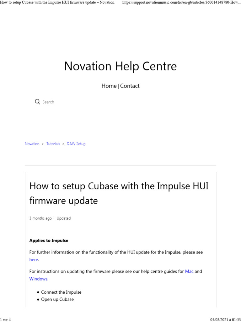 How To Setup Cubase With The Impulse HUI Firmware Update - Novation ...