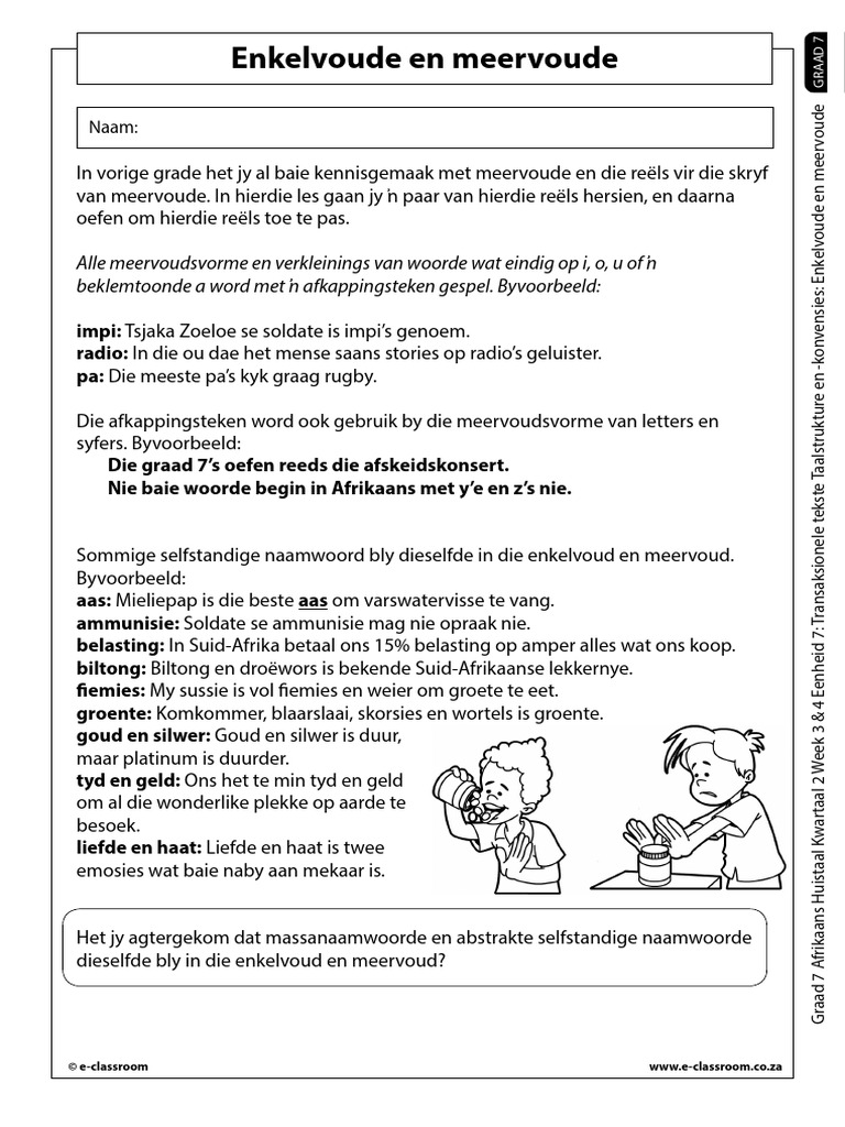 gr7k2 Aht wk3 4 Taalstrukture en Konvensies Enkelvoude en Meervoude - PDF | PDF