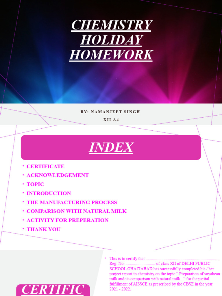 Chemistry Holiday Homework Final | PDF | Soy Milk | Soybean