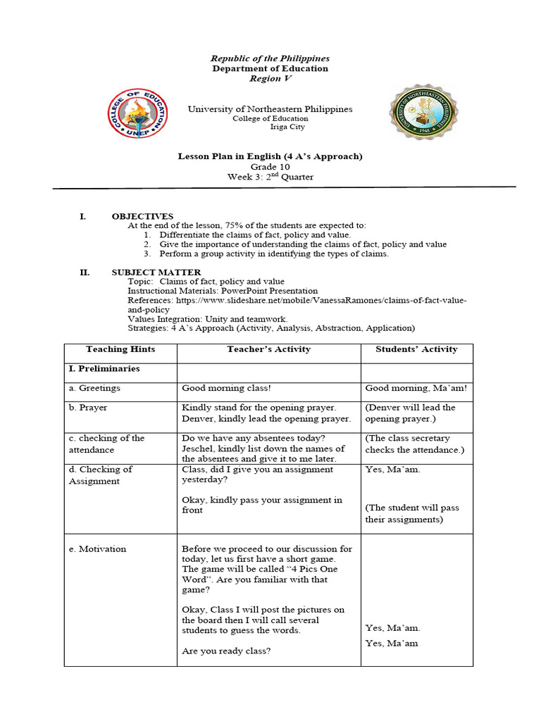 4A Strategy in Science Teaching | PDF | Lesson Plan | Policy