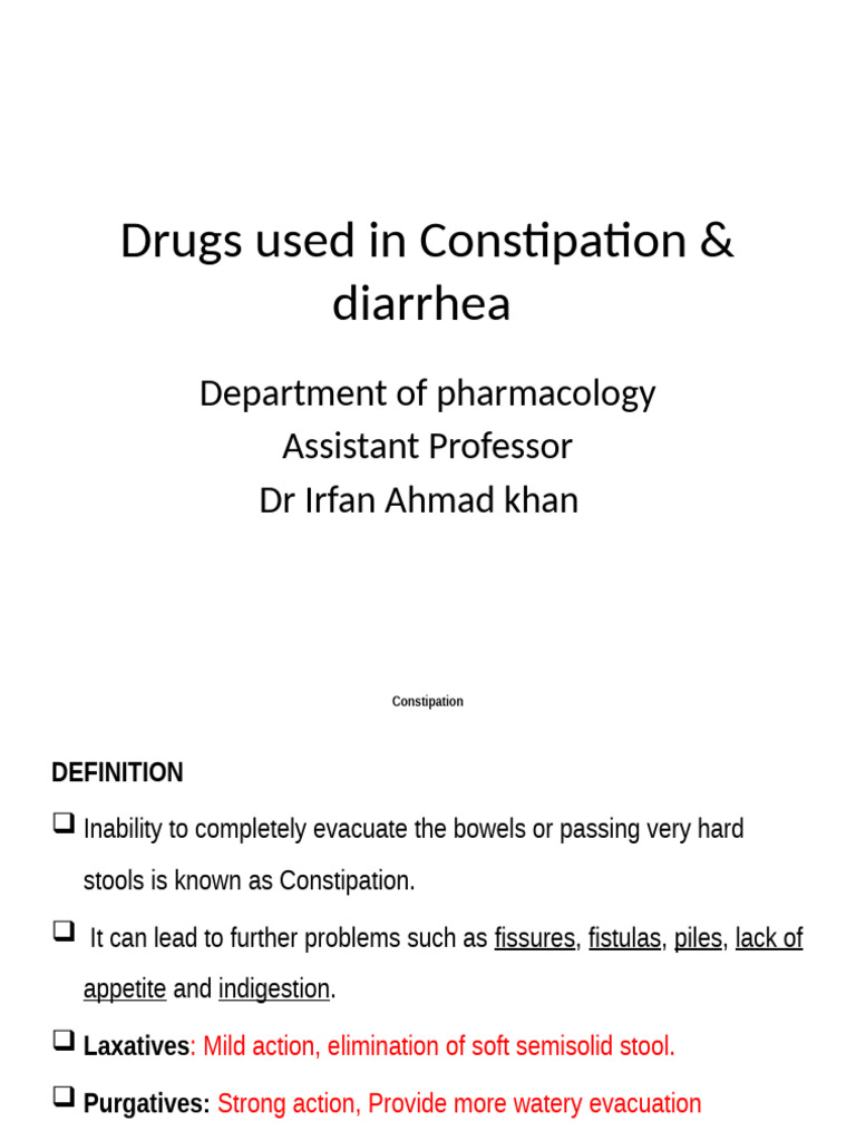 Drugs Used in Constipation & Diarrhoea | PDF | Constipation | Diarrhea