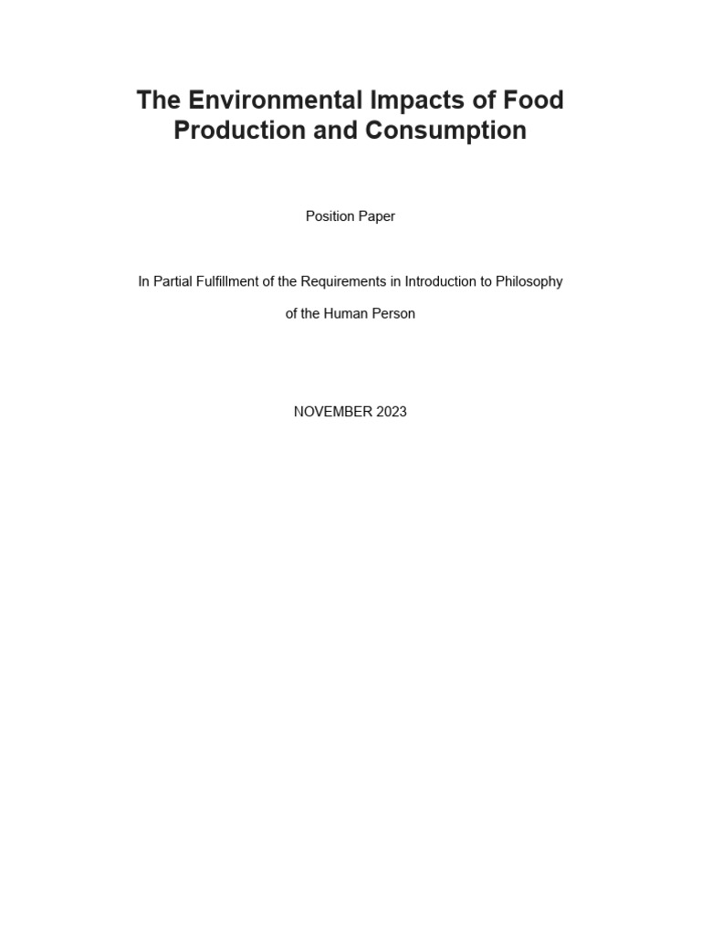 The Environmental Impacts of Food Production and Consumption | PDF ...