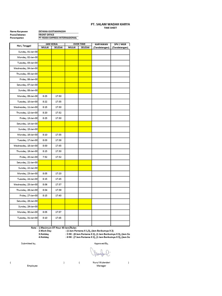 06.01 TIME SHEET-3 DEYANA GUSTIANINGSIH | PDF