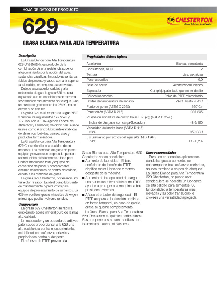 Chesterton 629 | PDF | Lubricante | Petróleo
