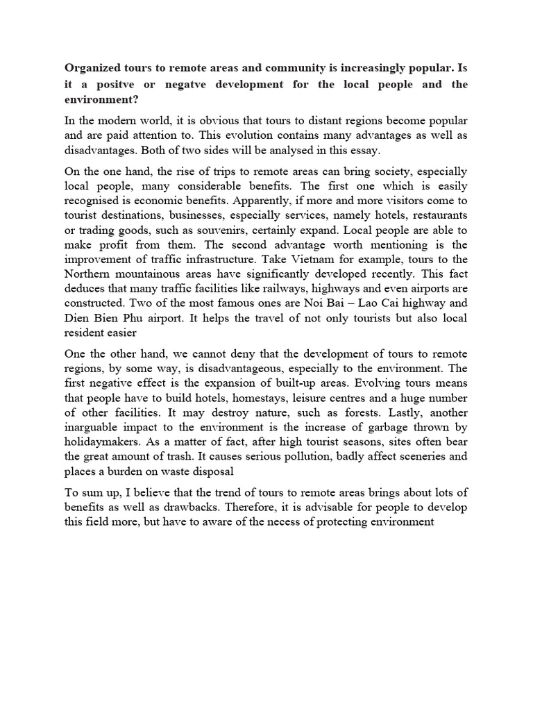 Organized Tours To Remote Areas | PDF