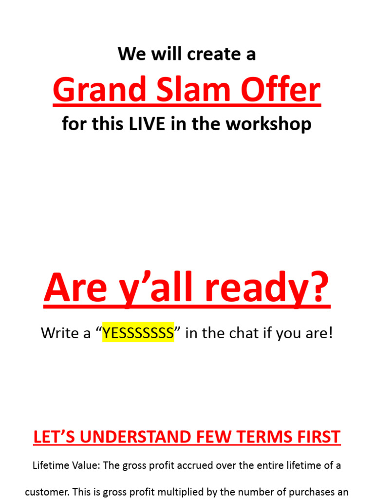 We Will Create A: Grand Slam Offer | PDF | Prices | Sales