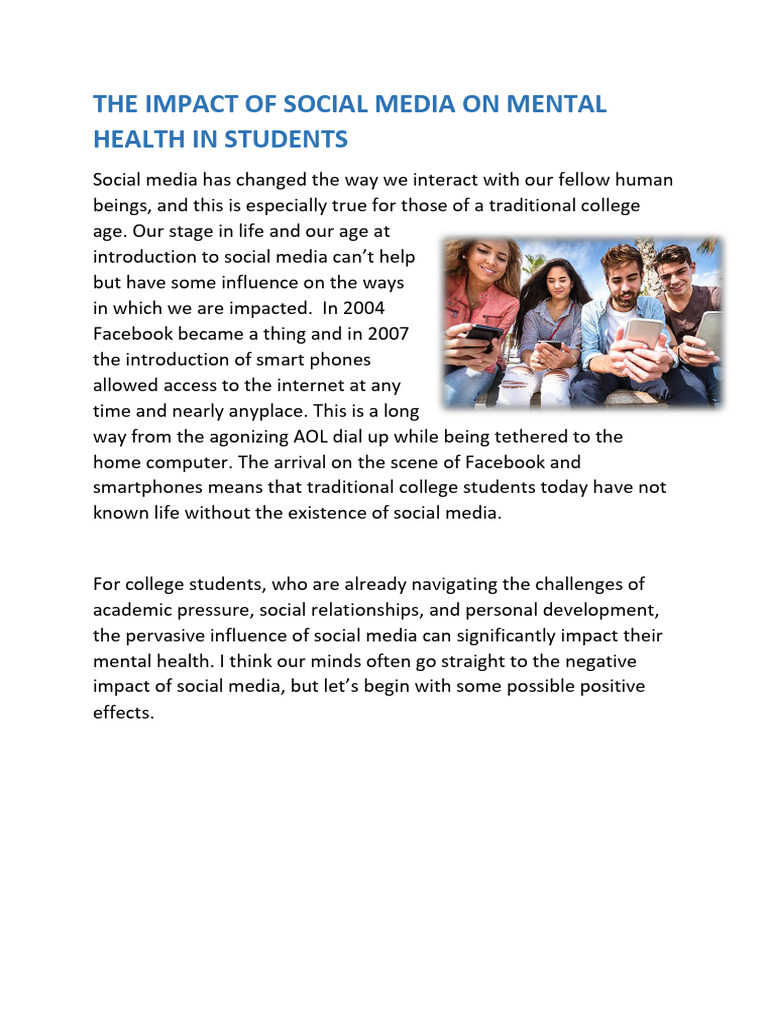 The Impact of Social Media On Mental Health in Students | PDF | Social ...