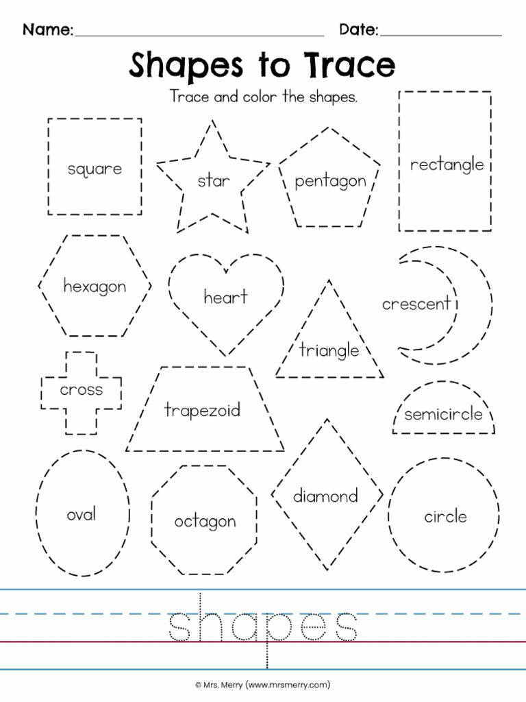 Shapes To Trace - Worksheet | PDF