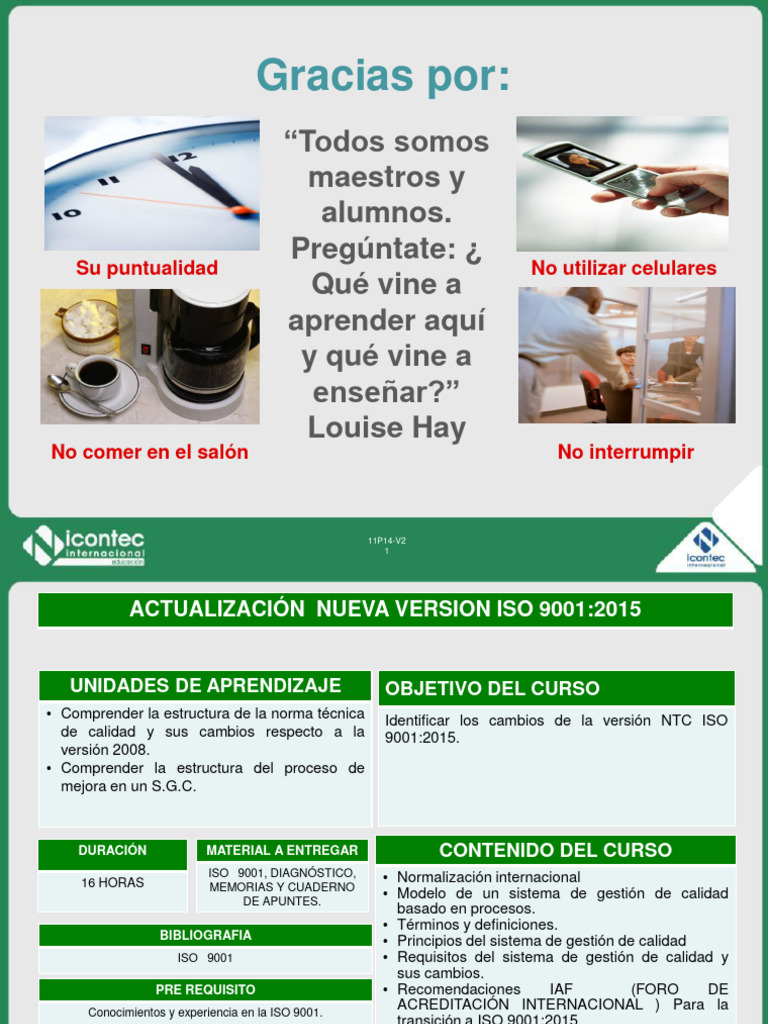 Presentación Icontec Actualizacion Iso 9001 | PDF | Calidad (comercial ...