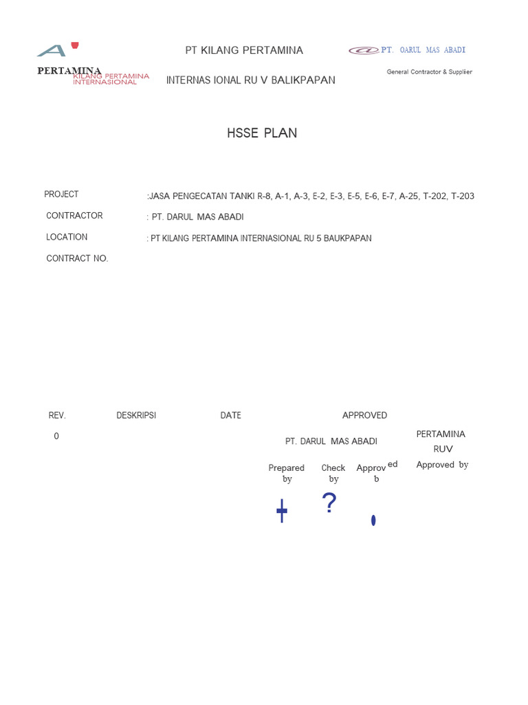 Hse Plan - Jasa Pengecatan Tanki R-8, A-1, A-3, E-2, E-3, E-5, E-6, E-7, A-25, T-202, T-203 - Pt ...