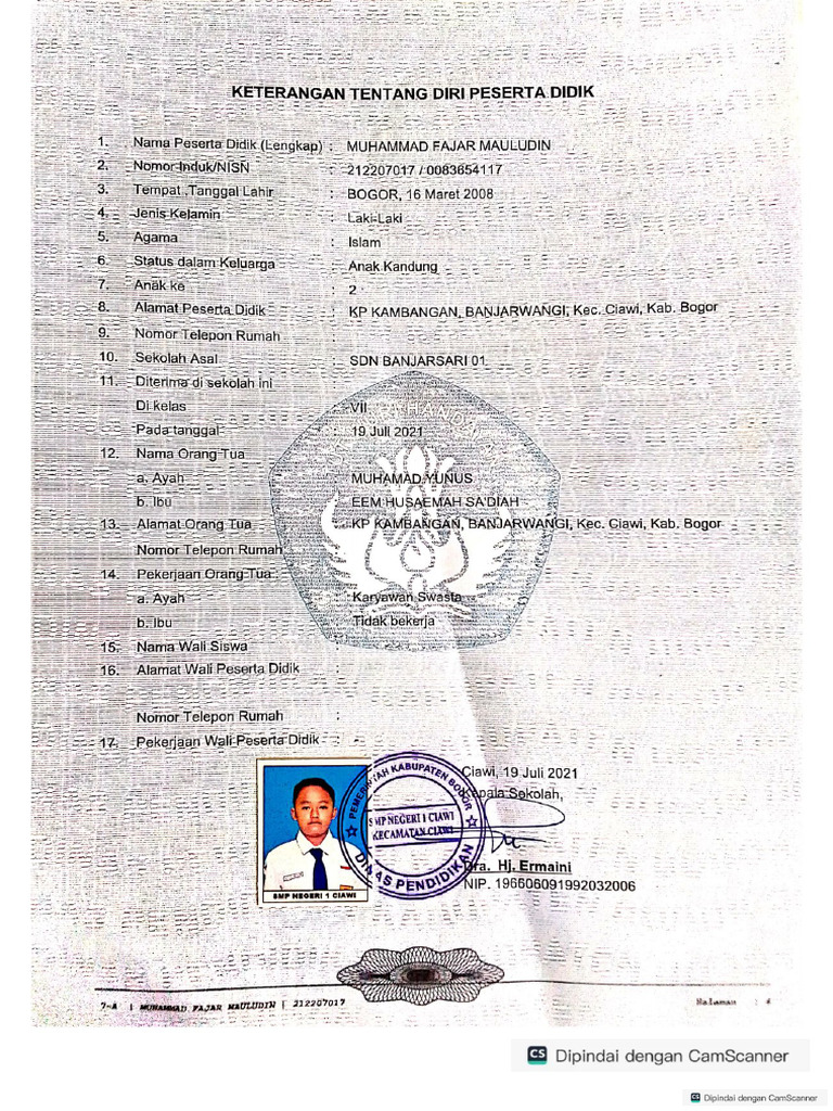 Biodata Raport Pdf