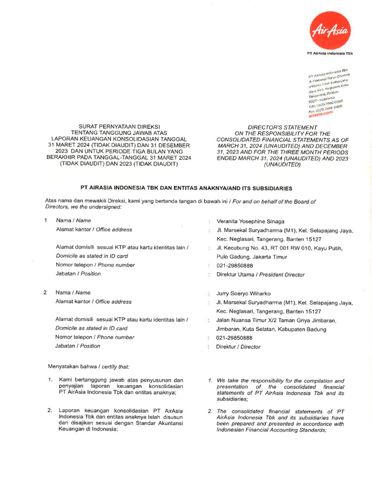 Directors Statement Q1 2024 | PDF