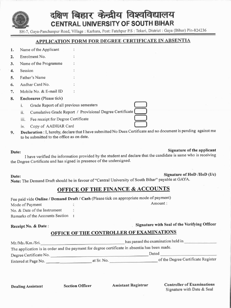 Form Degree Cert Absentia.11pdf | PDF