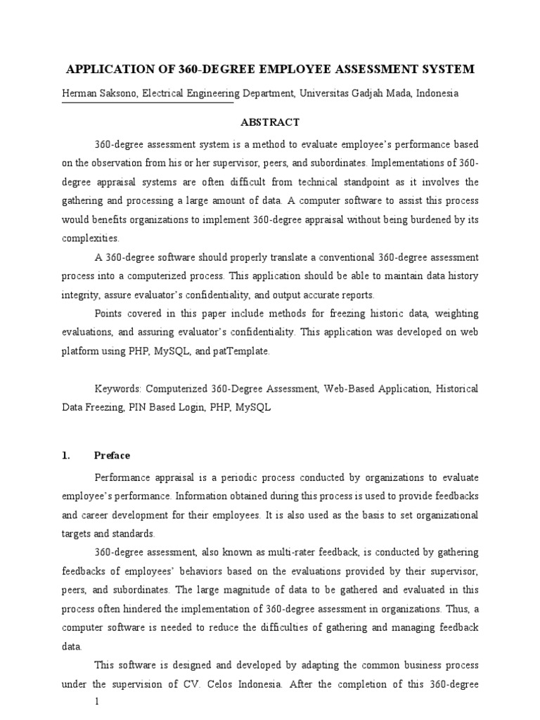 Application of 360 Degree Assessment System | PDF | Business Process ...