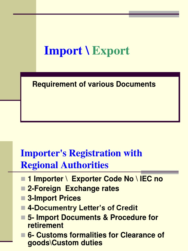 Import Export Docs Requirements | PDF | Invoice | Trade