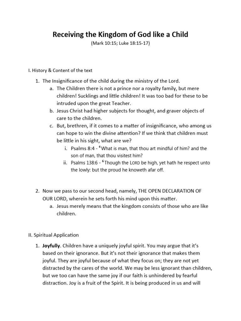 Be Like A Child | PDF | Jesus | Gospel Of Matthew