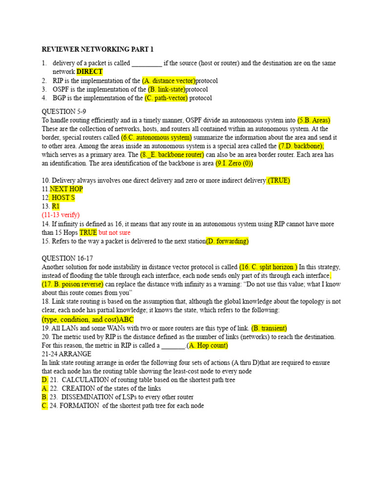 REVIEWER-NETWORKING-PART-1 | PDF | Routing | Computer Network