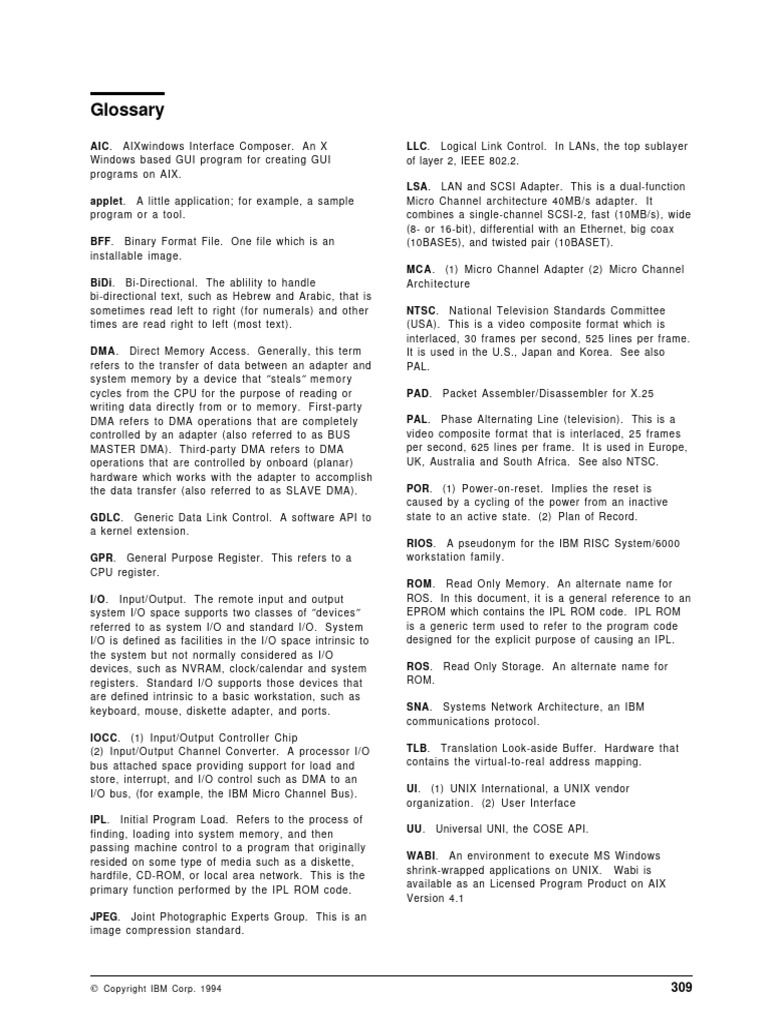 AIX Manual Glossary | PDF | Input/Output | Booting AIX Manual Glossary | PDF | Input/Output | Booting