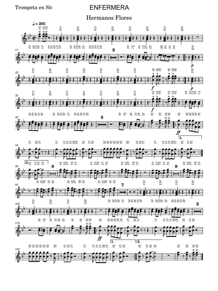 Enfermera Los Hermanos Flores Enfermera Cumbia Trompeta En Sib Pdf