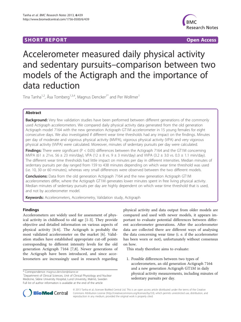 Accelerometer Measured Daily Physical Ac | PDF