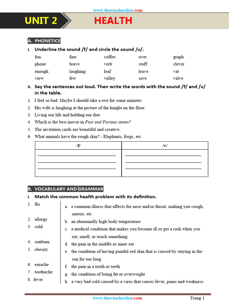 Health Vocabulary and Phonetics Exercises | PDF | Dietary Fiber | Diet ...