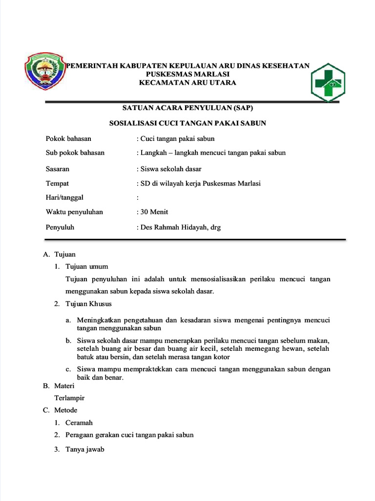 PDF Sap Satuan Acara Penyuluhan Ctps Maret 2023 Compress | PDF