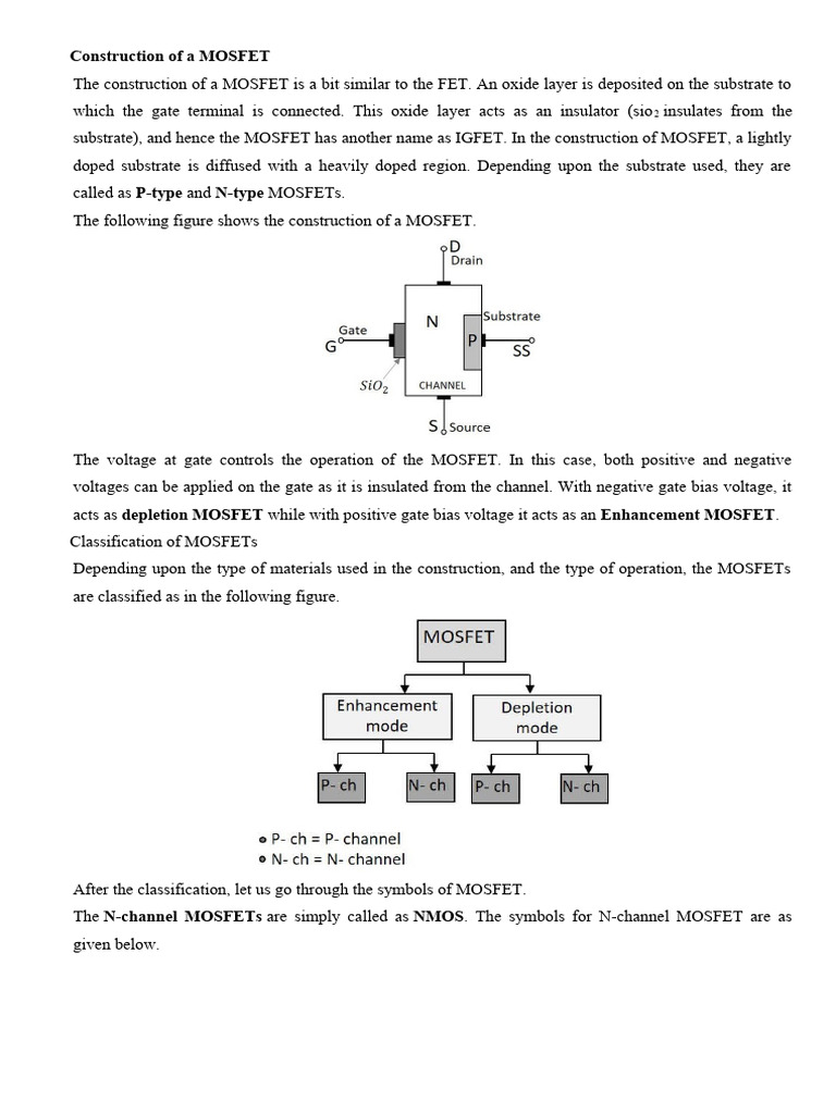 Mosfet Types and Working | PDF | Field Effect Transistor | Mosfet