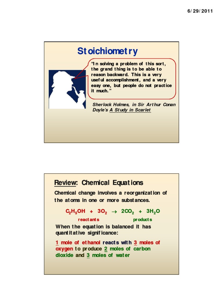 Stoichiometry Stoichiometry: Review Review: Chemical Equations ...