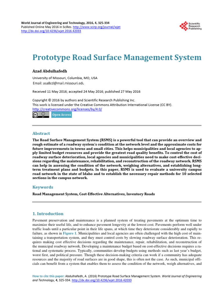 Prototype Road Surface Management System | PDF | Road | Road Surface