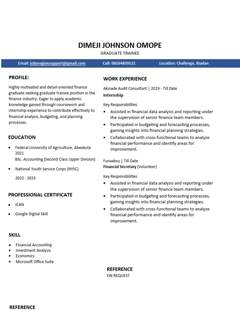 Graduate Trainee CV Bank | PDF | Business