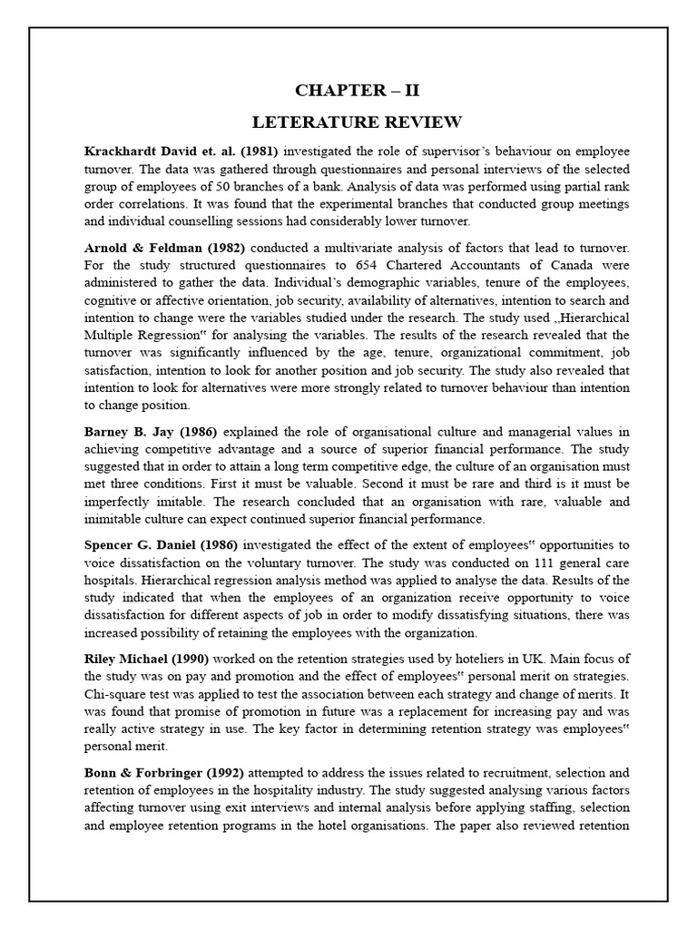 Laxmi Elective Leterature Review | PDF | Turnover (Employment) | Employee Retention