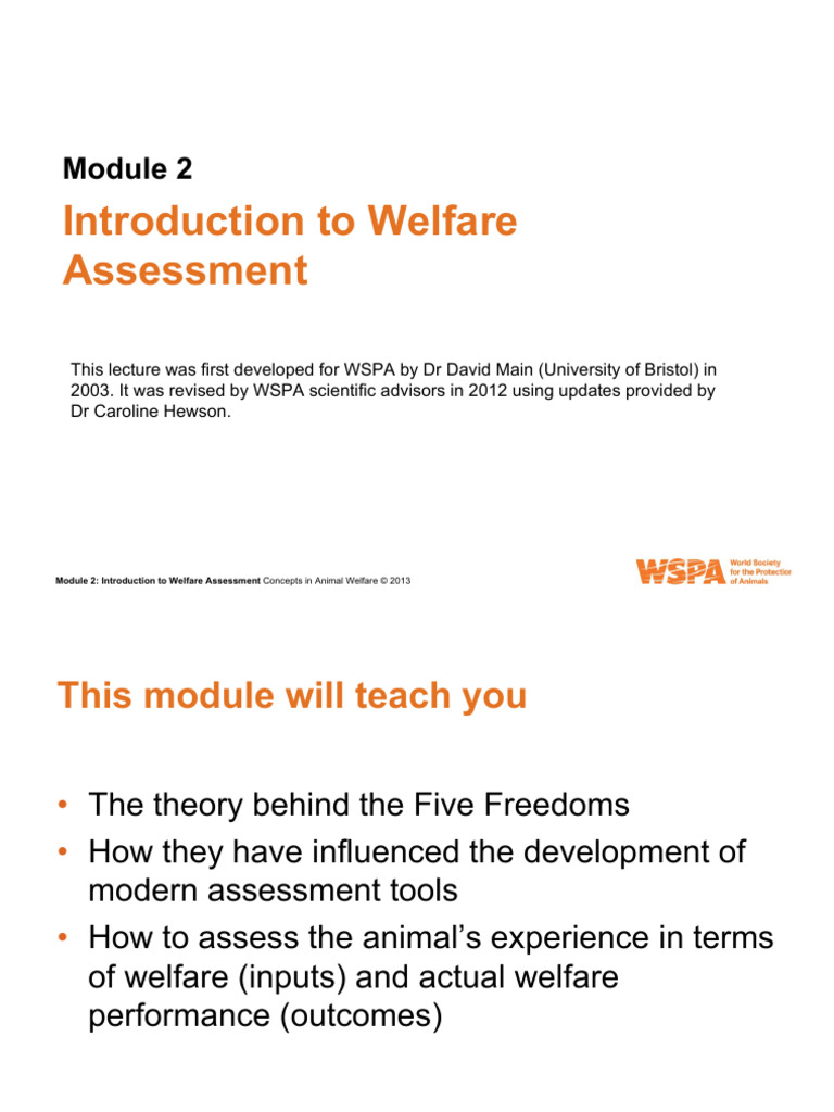 Welfare Assessment and The Five Freedoms | PDF | Animal Welfare | Livestock