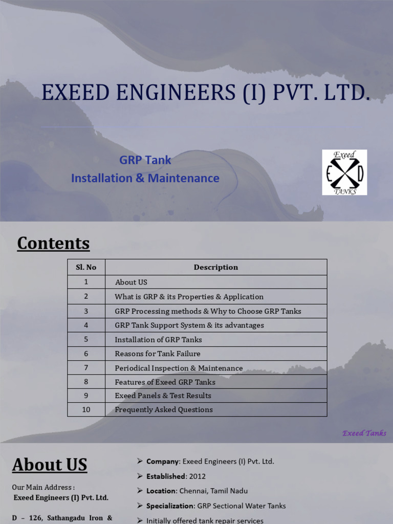 GRP Tank Installation & Maintenance Guide | PDF | Fiberglass | Fibre ...