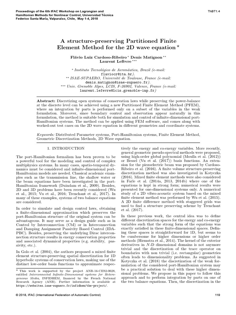 A Structure Preserving Partitioned Finite Element Method For The 2d Wave Equation Pdf Finite