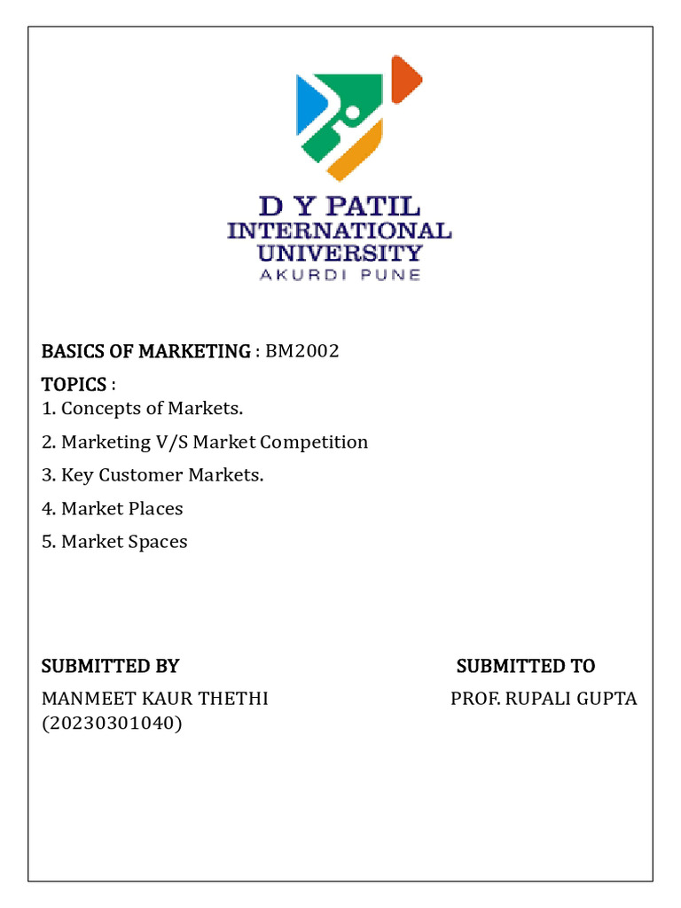 BASICS OF MARKETING | PDF | Market (Economics) | Marketing