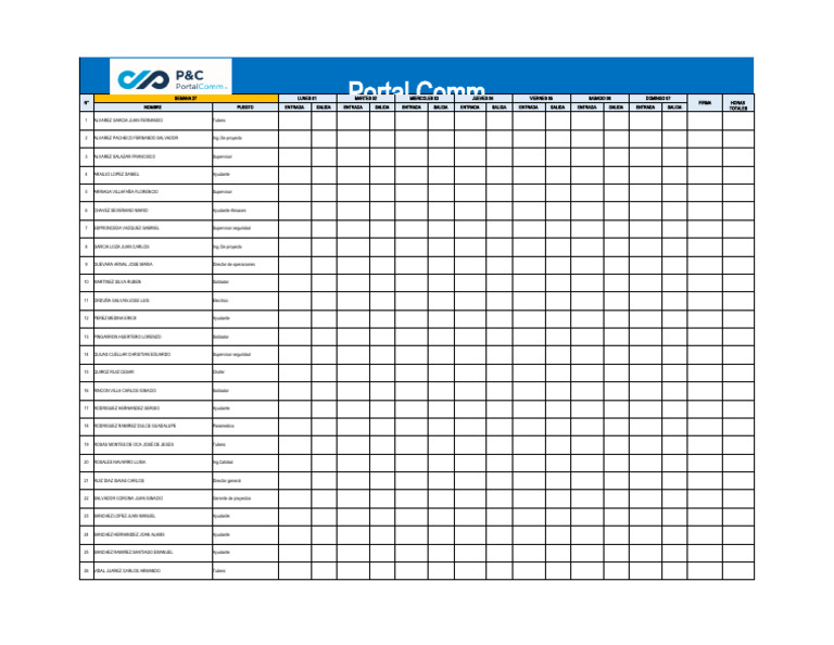 Lista Semanal de Asistencia | PDF