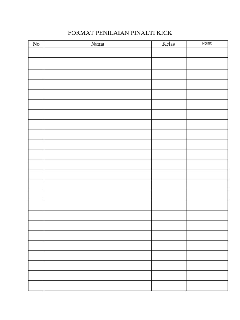 Format Penilaian - Pinalti Kick | PDF