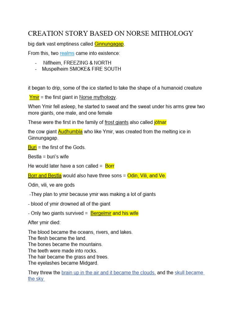 Norse Creation Myth Overview | PDF | Norse Paganism | Germanic Paganism