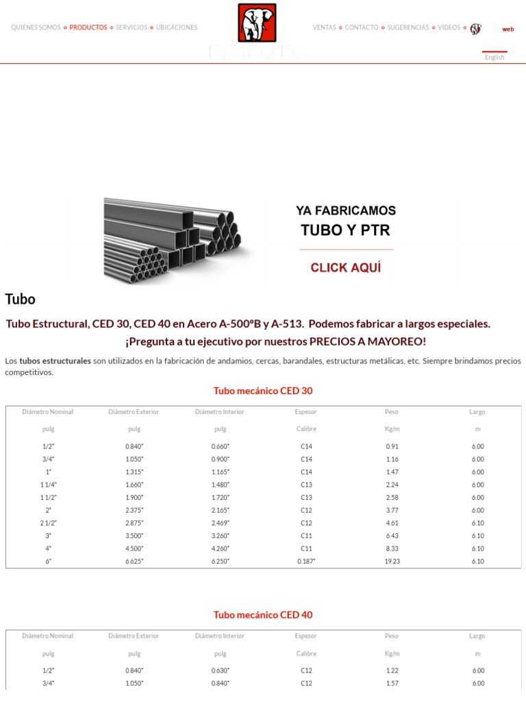 Tubo Mecánico o Estructural - Tubo Cédula 30 y 40 - Tubo Industrial | PDF