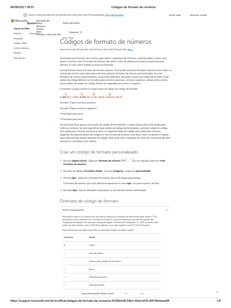 Códigos de Formato de Números - Excel para Mac | PDF | Decimal | Microsoft Excel