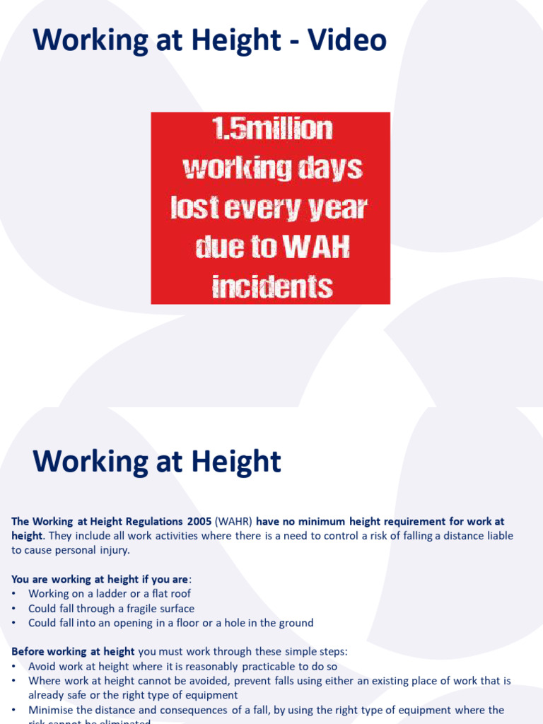 Working at Height Safety Guidelines | PDF | Fires | Risk