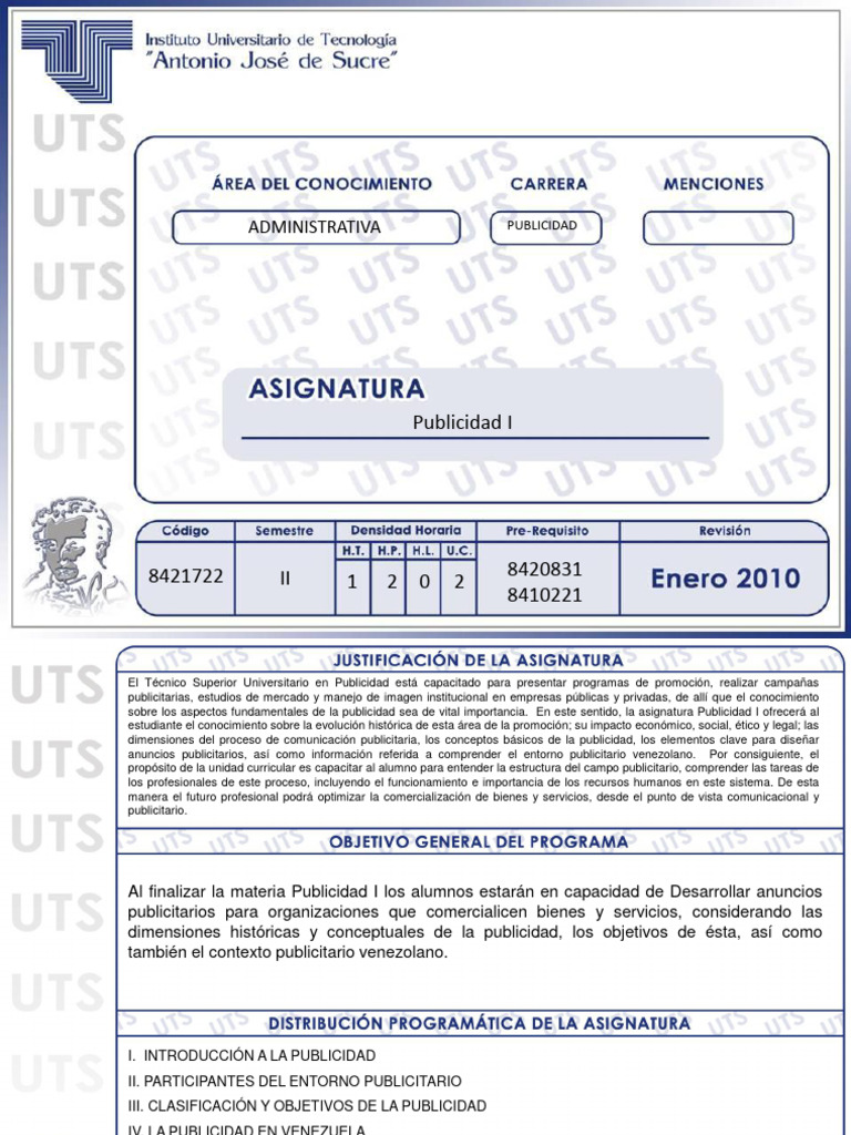 Programa Publicidad I | PDF | Publicidad | Marketing